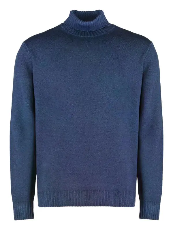 MOORER High-neck Long-sleeve Sweater - Blue
