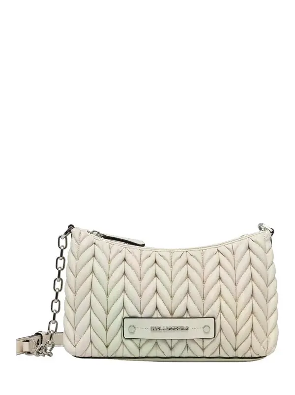 Karl Lagerfeld Quilted Cross Body Bag With Logo Plaque - Neutrals