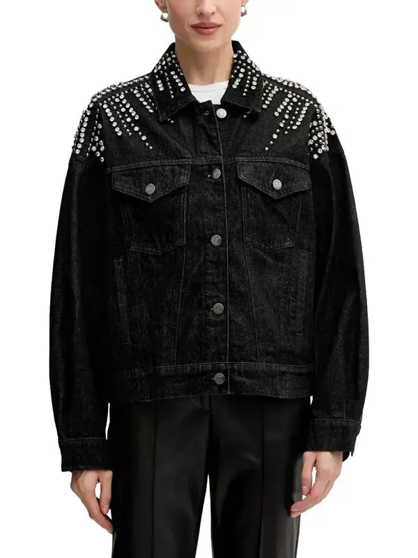 GESTUZ Embellished Denim Trucker Jacket - Black