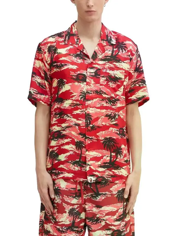 A BATHING APE Palm-print Pocket Shirt - Red