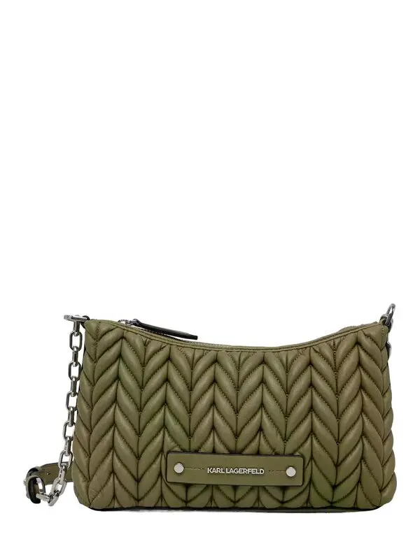 Karl Lagerfeld Quilted Cross Body Bag With Logo Plaque - Green