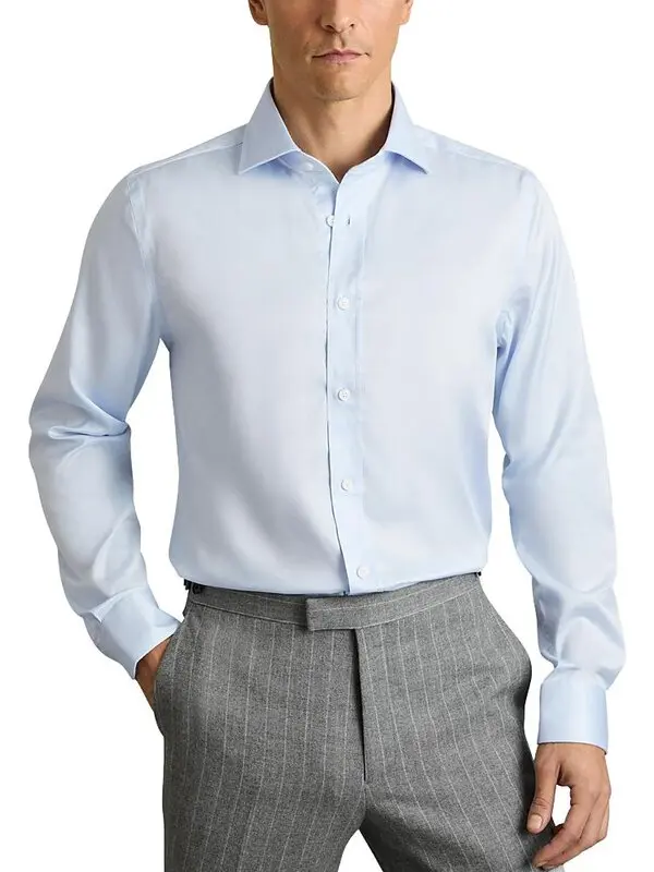 REISS Stretch Cutaway Collar Shirt - Soft Blue