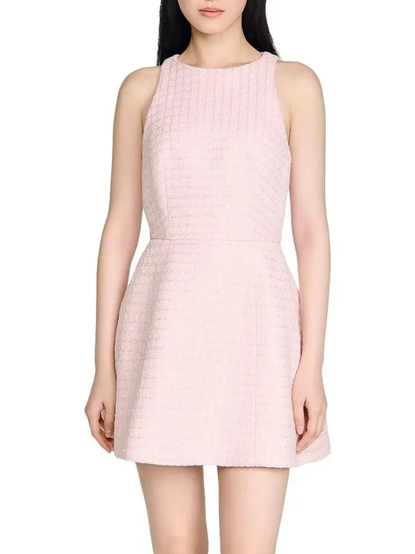 Sandro Sequin Tweed Short Dress - Pink