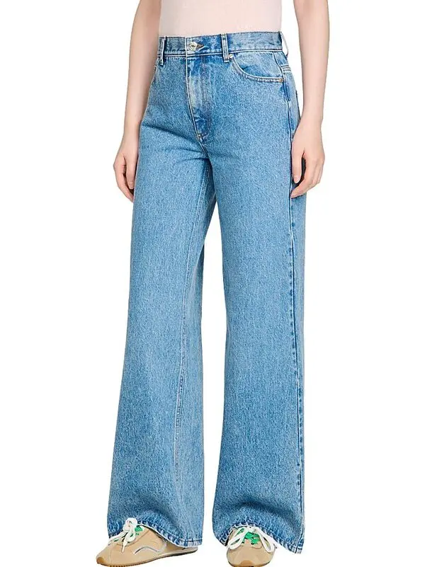 Sandro Samuel High-rise Wide Leg Jeans - Blue Jean