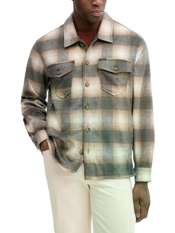 Guess Checked Chest-pocket Shirt - Grey