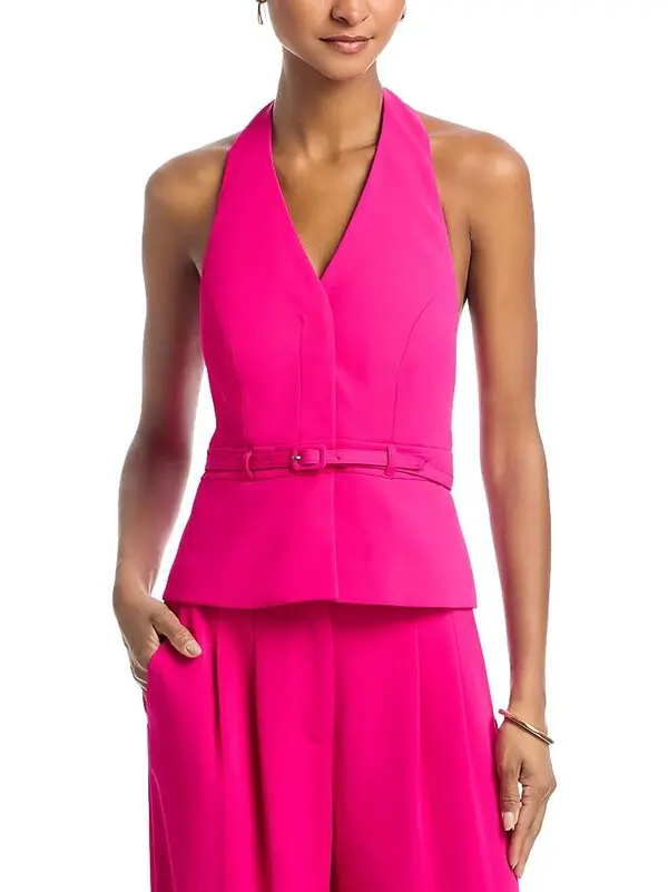 French Connection Harry Belted Halter Top - Electric Pink