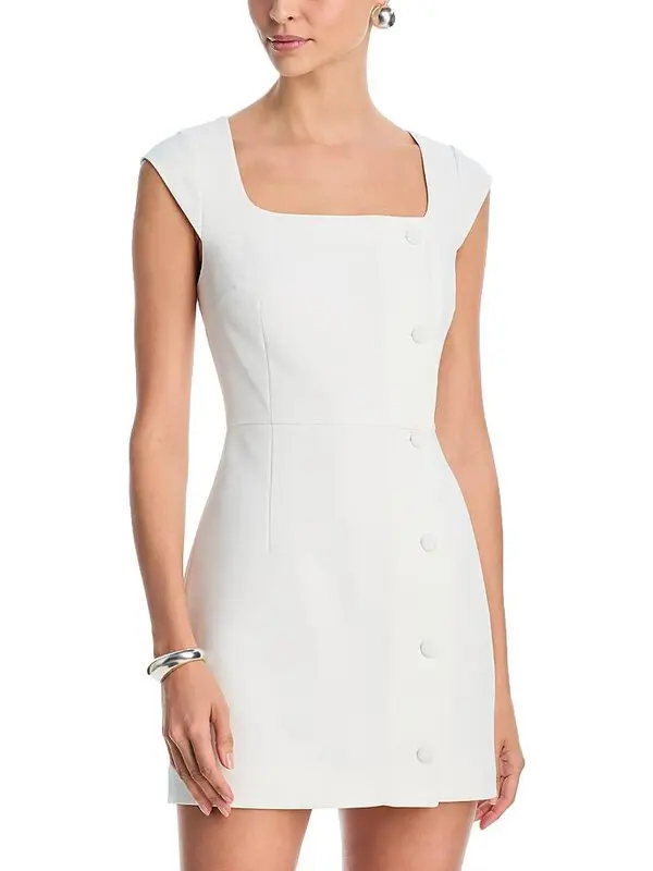 French Connection Azra Square Neck Twill Mini Dress - Summer White