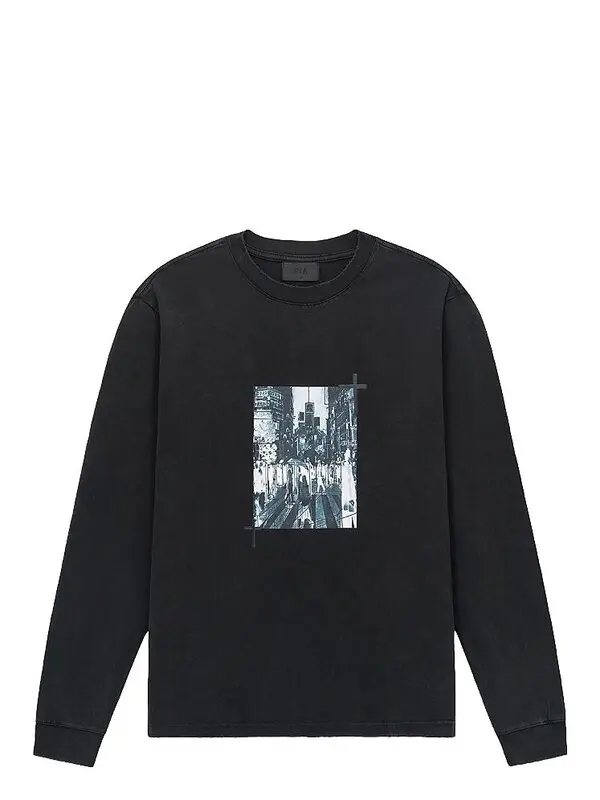 RtA Lawrence Long Sleeve Tee - Vintage Black Cctv Stream