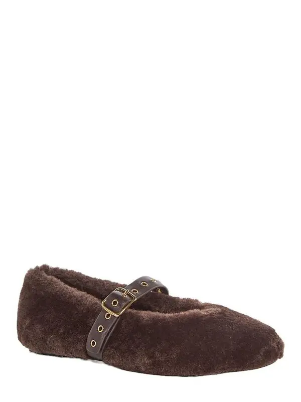 Madewell Remy Faux Fur Mary Jane Flats - Coffee Bean