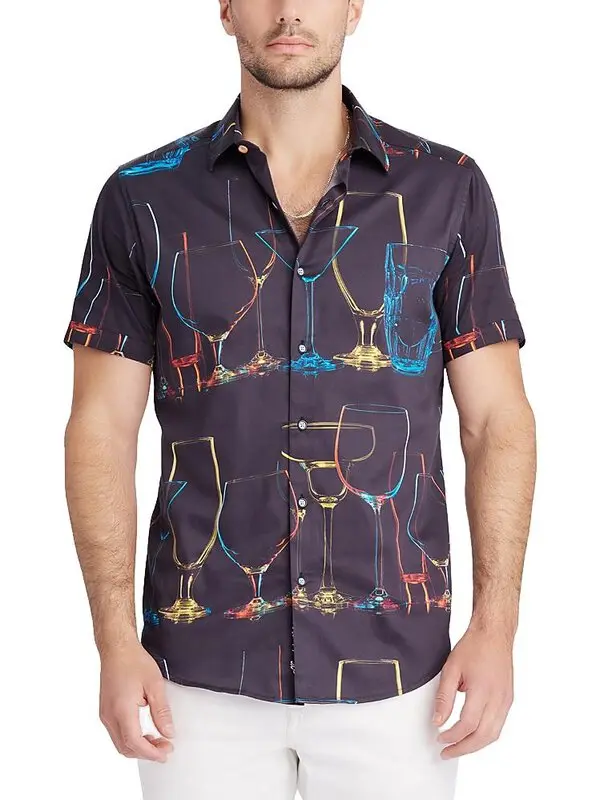 Robert Graham Neon Nights Short Sleeve Woven Shirt - Black