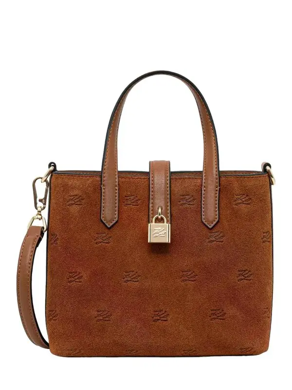 Karl Lagerfeld Monogram Padlock Tote Bag - Brown