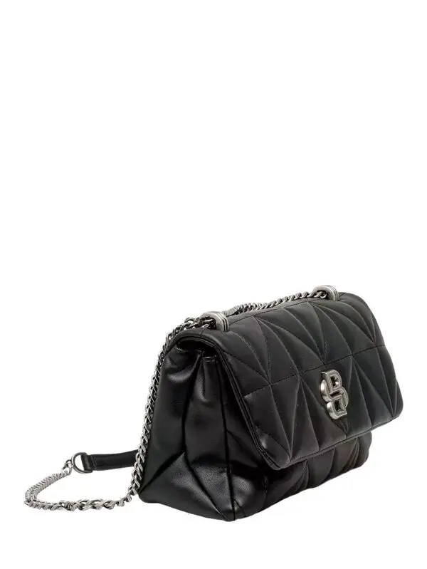 BOSS Quilted Shoulder Bag With Chain Strap And Logo - Black