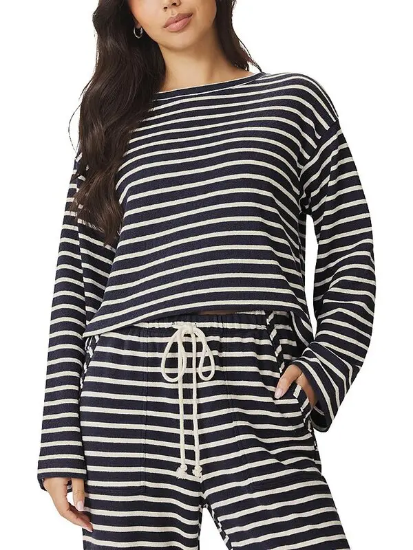 Splendid Livie Striped Long Sleeve Tee - Navy/moonstone