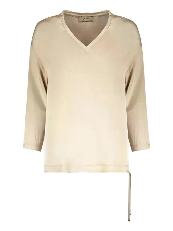 Herno Long-sleeve V-neck Top - Neutrals