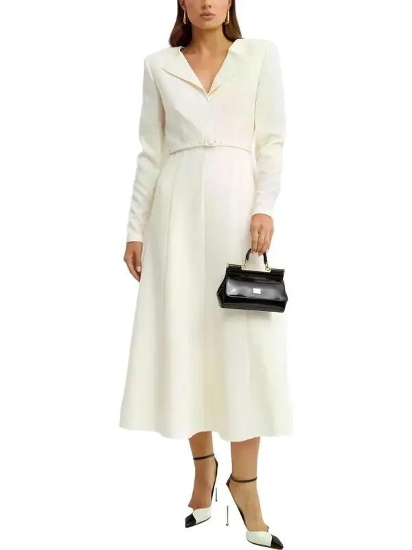 Roland Mouret V-neck Belted Midi Dress - Neutrals