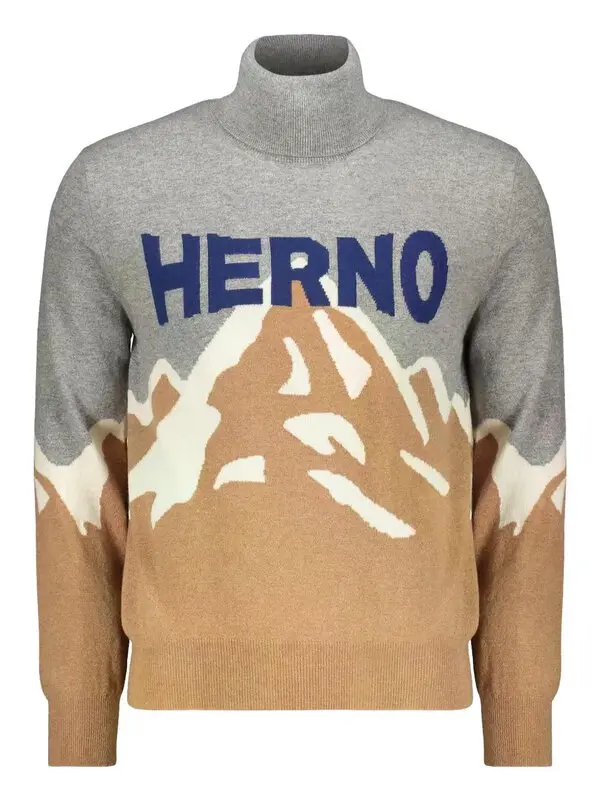 Herno Mountain-design High-neck Sweater - Grey