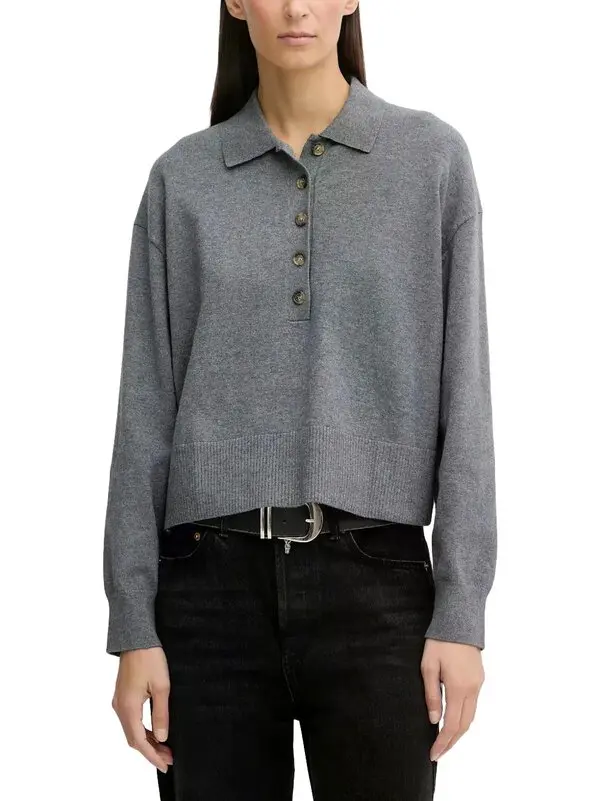 Marc O'polo Long-sleeve Knitted Polo Shirt - Grey