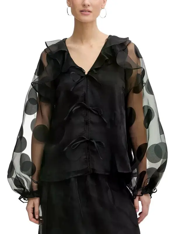 Stine Goya Polka-dot Ruffled Blouse - Black