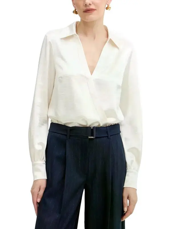 Guess Collared Wrap Blouse - Neutrals