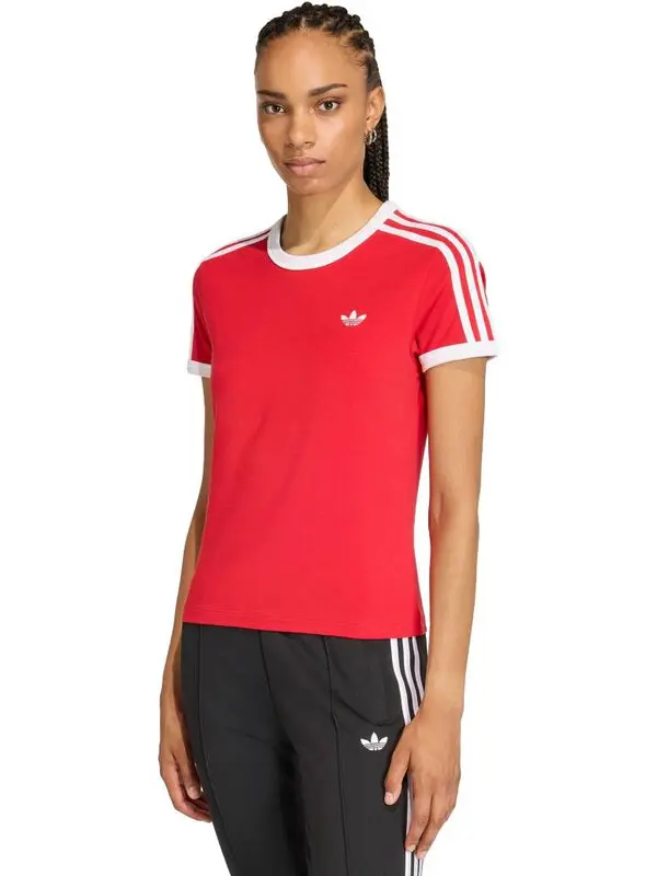 Adidas 3-stripes Slim Tee - Better Scarlet / White