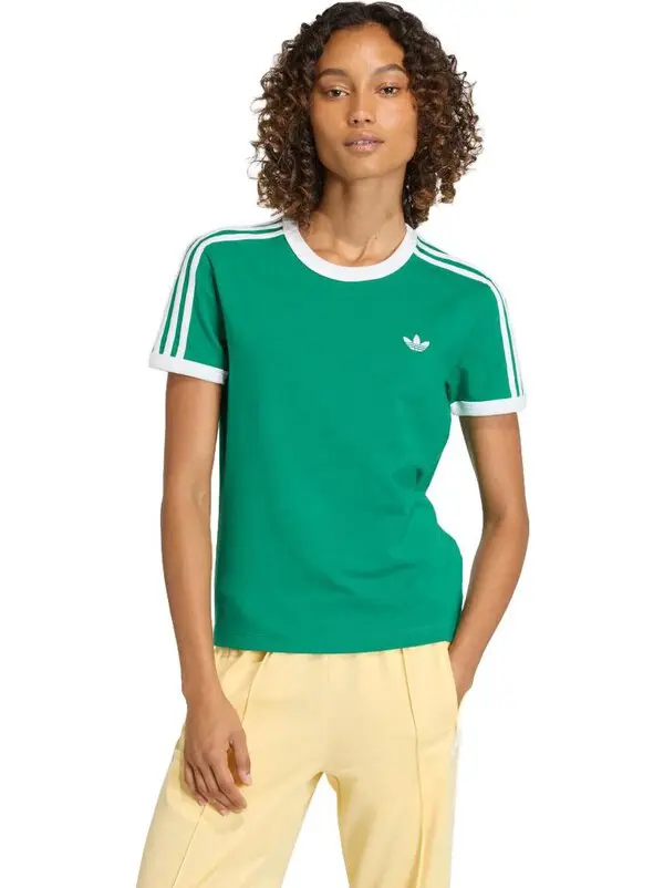 Adidas 3-stripes Slim Tee - Bold Green / White