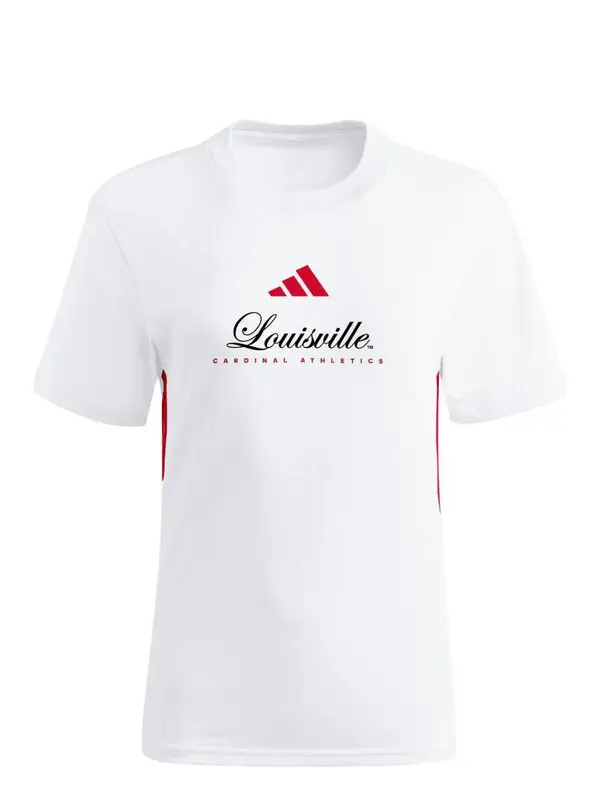 Adidas Louisville Cardinals Essentials 3-stripes Tee - White / Team Power Red / Multi