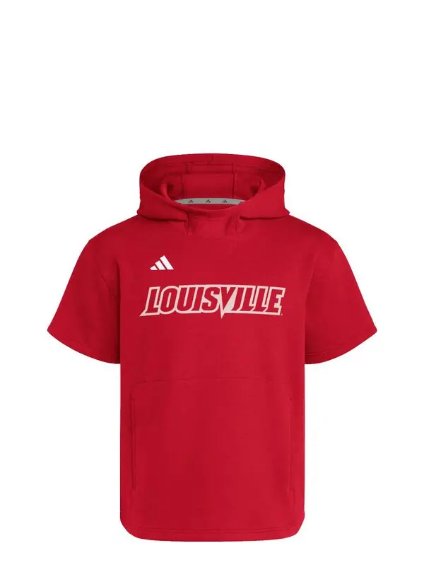 Adidas Louisville Cardinals Dugout Short Sleeve Hoodie - Team Power Red / White / Ncaa-lou-7le