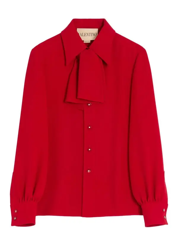 Valentino Garavani Silk Bow Shirt - Red