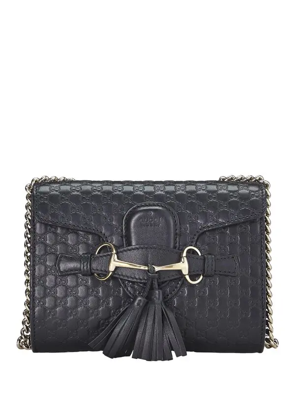 Gucci Guccissima Leather Emily Chain Crossbody - Black
