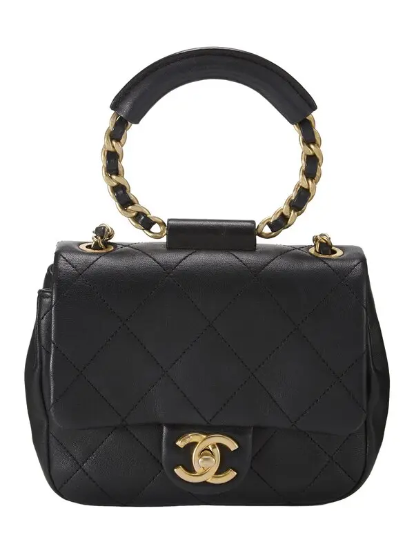 Chanel Quilted Lambskin In The Loop Handle Flap Bag - Black