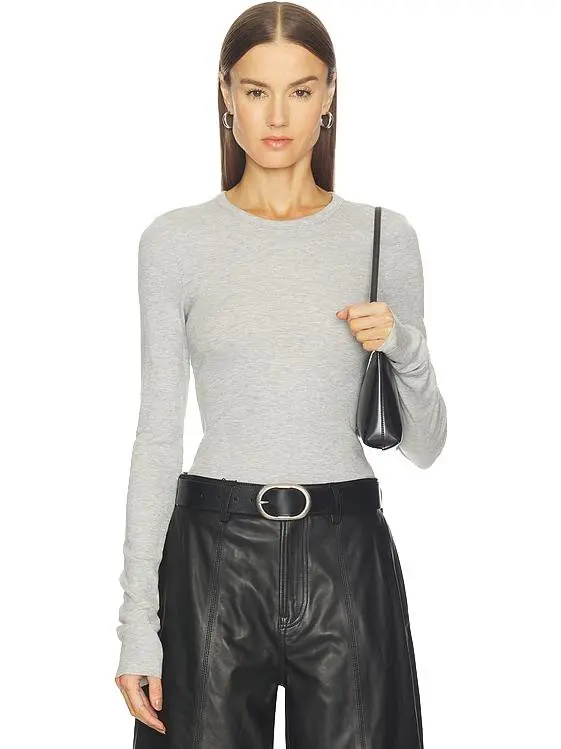 GRLFRND Crew Neck Extra Long Sleeve Tee - Light Grey
