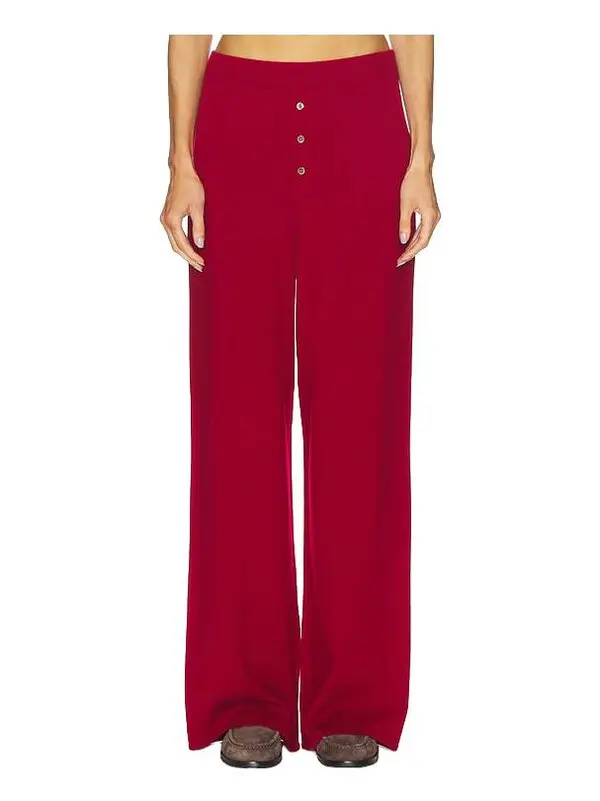 Guest In Residence 100% Cashmere Wide Leg Pants - Red