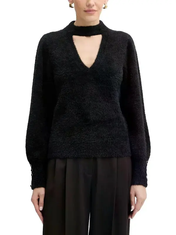 Guess Cut-out Fuzzy Sweater - Black