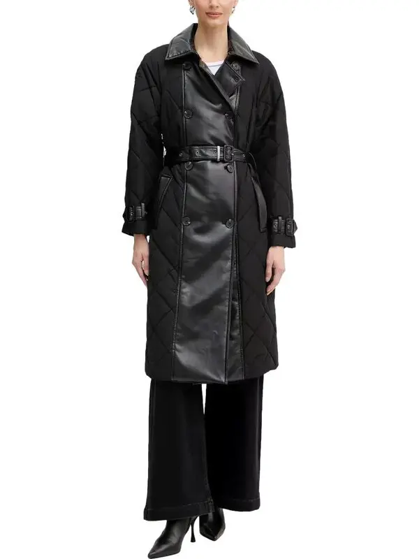 Guess Quilted Belted Coat - Black