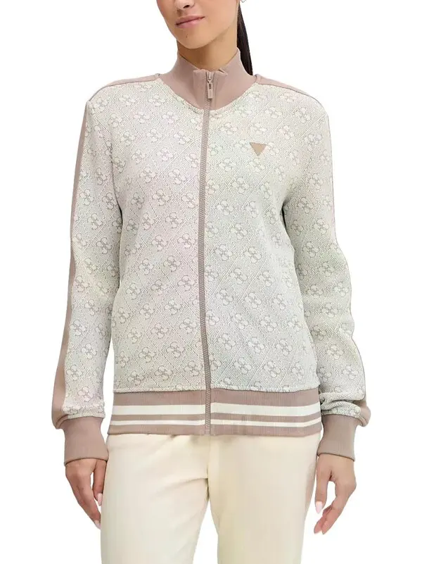 Guess 4g Zip-up Sweater - Neutrals