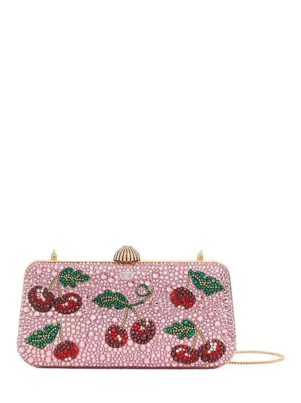 Valentino Garavani Carry Secrets Minaudiere With Cherryfic Rhinestone Motif - Pink