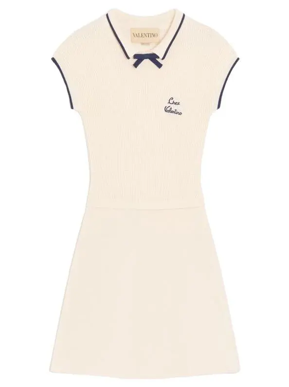 Valentino Garavani Knit Mini Dress - Birch/provence Blue/birch