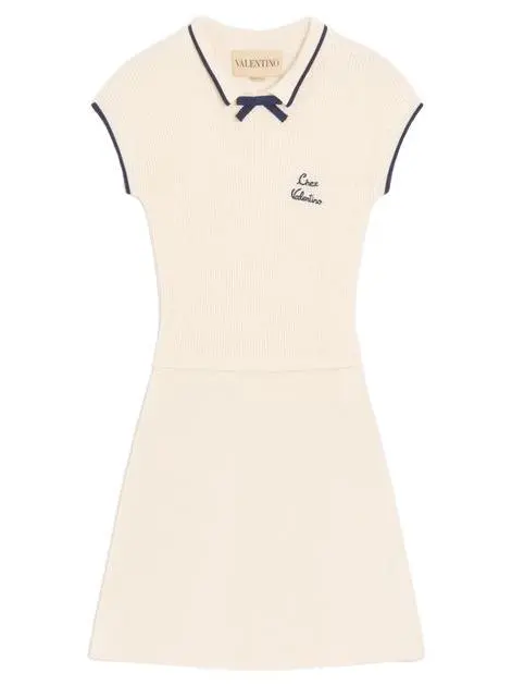 Valentino Garavani Knit Mini Dress - Birch/provence Blue/birch