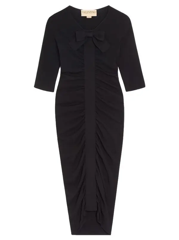 Valentino Garavani Knitted Short Dress With Bow Detail - Black