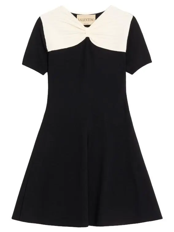 Valentino Garavani Knitted Short Dress With Bow Detail - Black/ivory