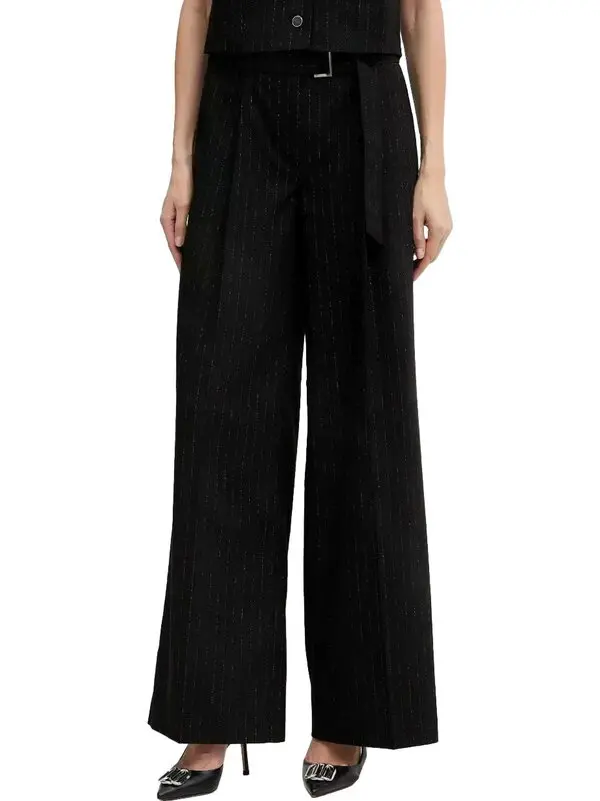 Guess Striped Wide Leg Trousers - Black