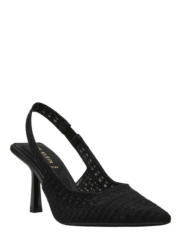 Anne Klein Ismeralda Slingback Pointed Toe Pump - Black Crochet