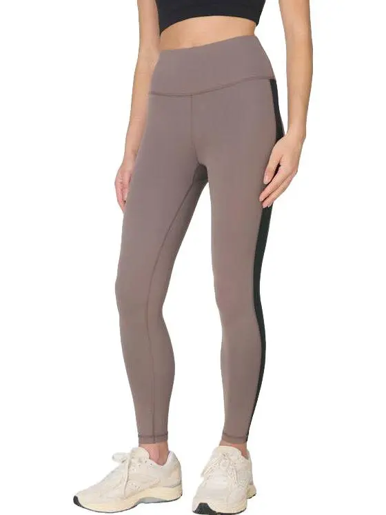 Sweaty Betty All Day 7/8 Side Stripe Leggings - Taupe Brown