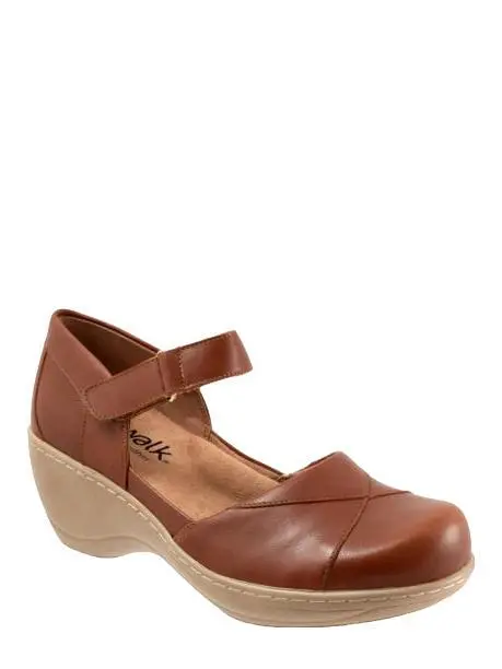 Softwalk Platform Wedge Clogs - Luggage