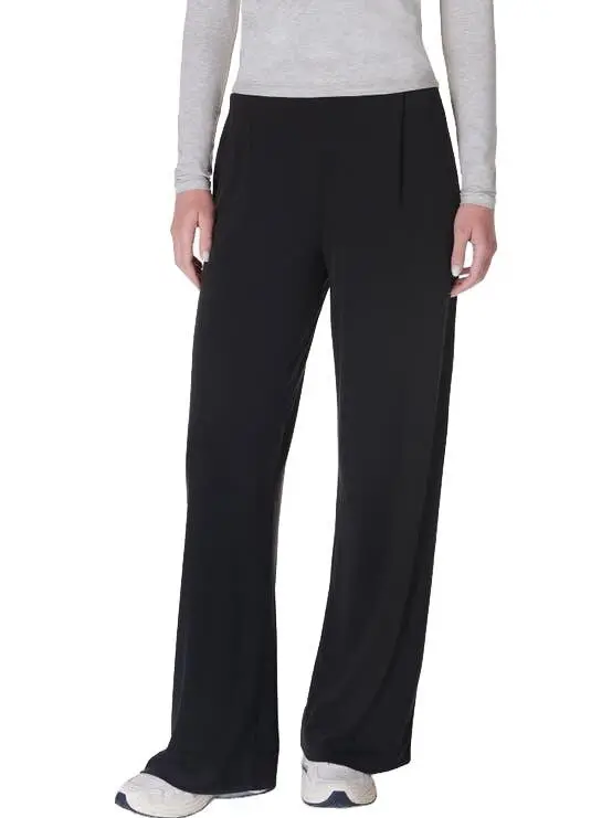 Sweaty Betty At Ease Pleated Wide-leg Pants - Black