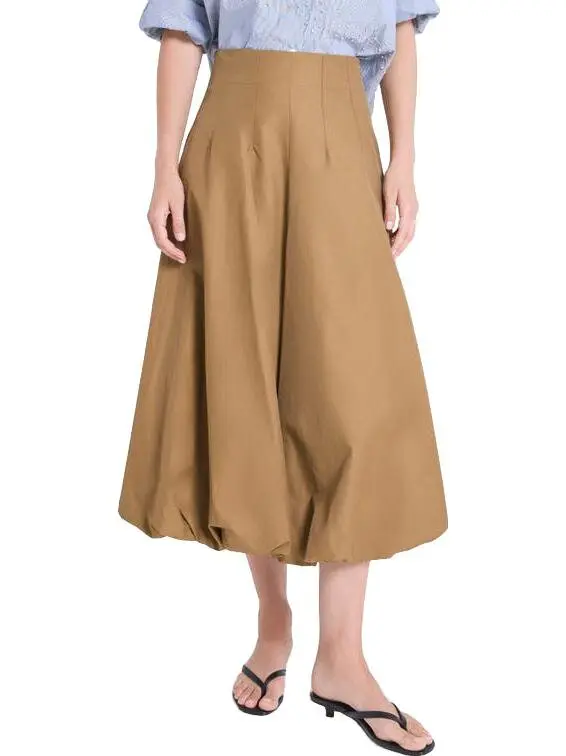TWP Bubble Hem Midi Skirt - British Khaki
