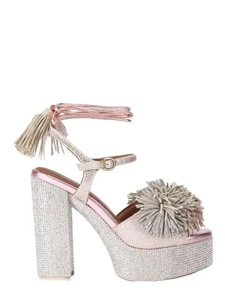 Kurt Geiger Pom & Tassel Platform Sandals - Silver