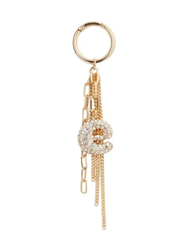 Chelsea28 Pavé Crystal Initial Bag Charm - E- Clear- Gold
