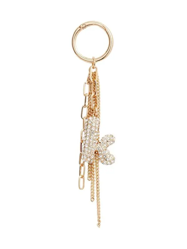 Chelsea28 Pavé Crystal Initial Bag Charm - K- Clear- Gold
