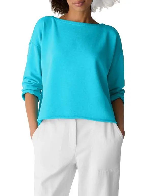 Eileen Fisher Bateau Neck Boxy Top - Aquarius